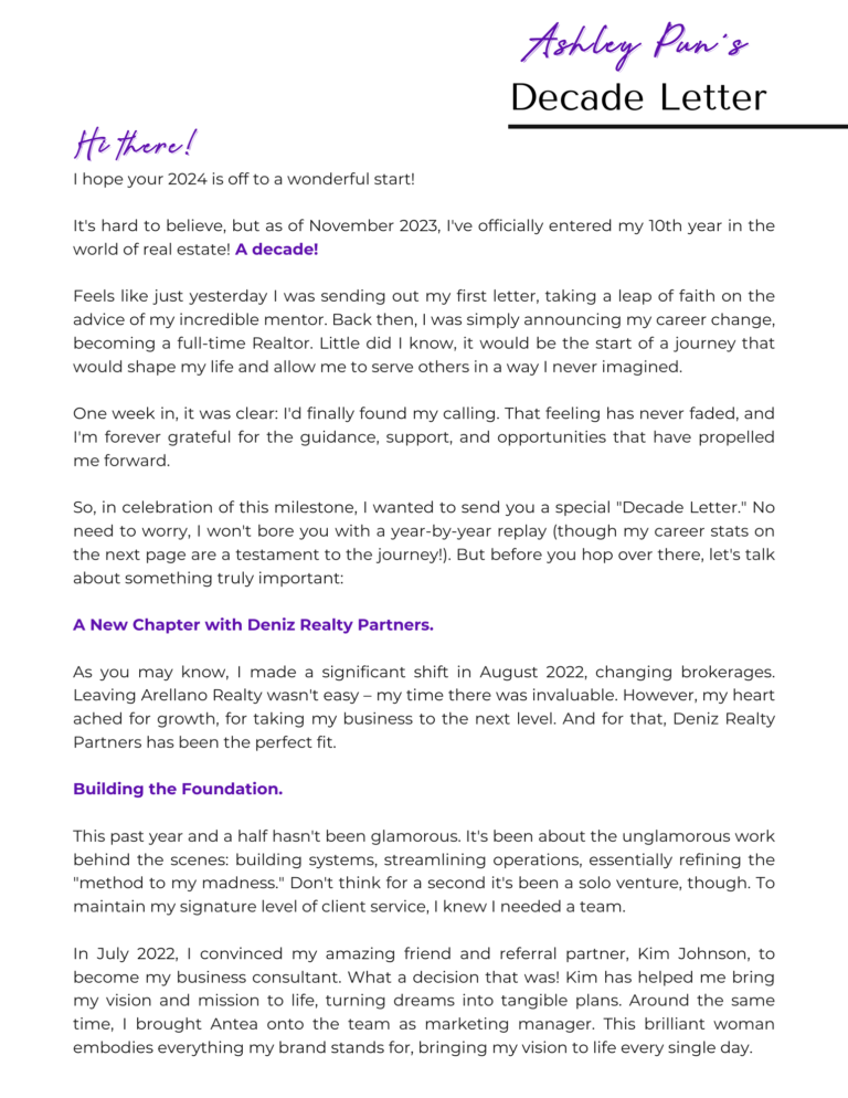Decade letter | Ashley Pun